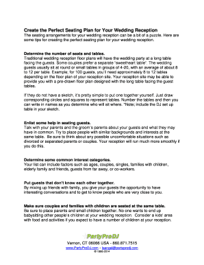 Fillable Online Create the Perfect Seating Plan for Your Wedding ...