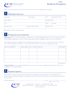 Fillable Online Please review the Beneficiary Guide on the reverse side ...