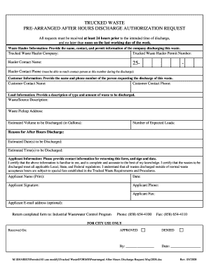 Fillable Online sandiego BATCH DISCHARGE AUTHORIZATION REQUEST ...