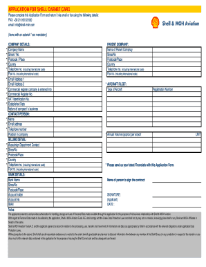 Fillable Online APPLICATION FOR SHELL CARNET CARD - Shell-MOH.com Fax ...