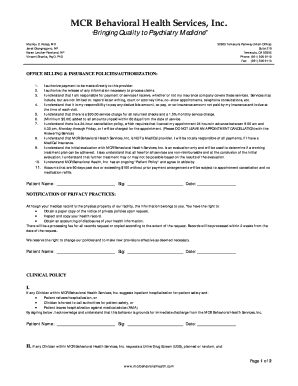 Fillable Online MCR Behavioral Health Services Inc Fax Email Print ...