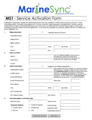 Fillable Online MS1 - Service Activation Form - bMarineSyncb Fax Email ...