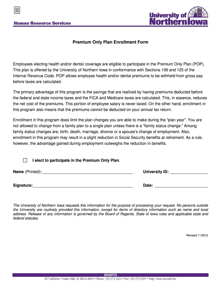 Fillable Online uni Employees electing health and/or dental coverage ...