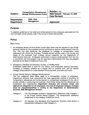 Fillable Online fresno Transportation Allowance and Mileage ...