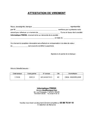 Fillable Online ATTESTATION DE VIREMENT - busiboutique.com Fax Email ...