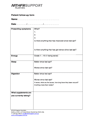 Fillable Online Patient follow-up form Name - MTHFR Support Australia ...