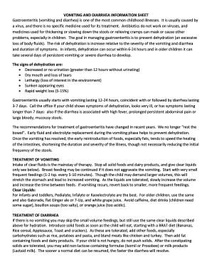 Fillable Online VOMITING AND DIARRHEA INFORMATION SHEET Fax Email Print ...