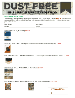 Fillable Online cornerstone BIBLE STUDY ORDER - cornerstone.bm Fax ...