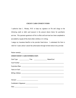 Fillable Online CREDIT CARD CONSENT FORM - Associates in Counseling and ...