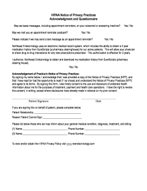 Fillable Online HIPAA Acknowledgement and Questionnaire Fax Email Print ...