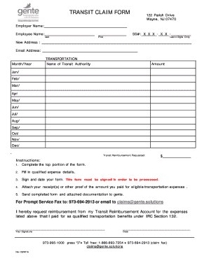 Fillable Online gente Transit Claim Form.docx Fax Email Print - pdfFiller