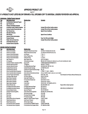 Fillable Online APPROVED PRODUCT LIST Fax Email Print - pdfFiller
