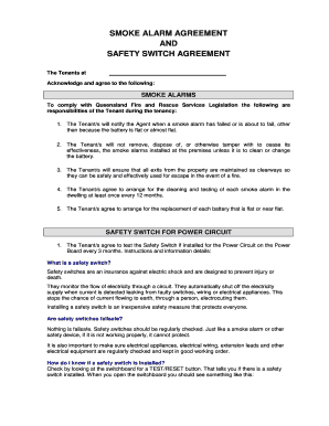 Fillable Online SMOKE ALARM AGREEMENT AND SAFETY SWITCH ... - Southgate ...