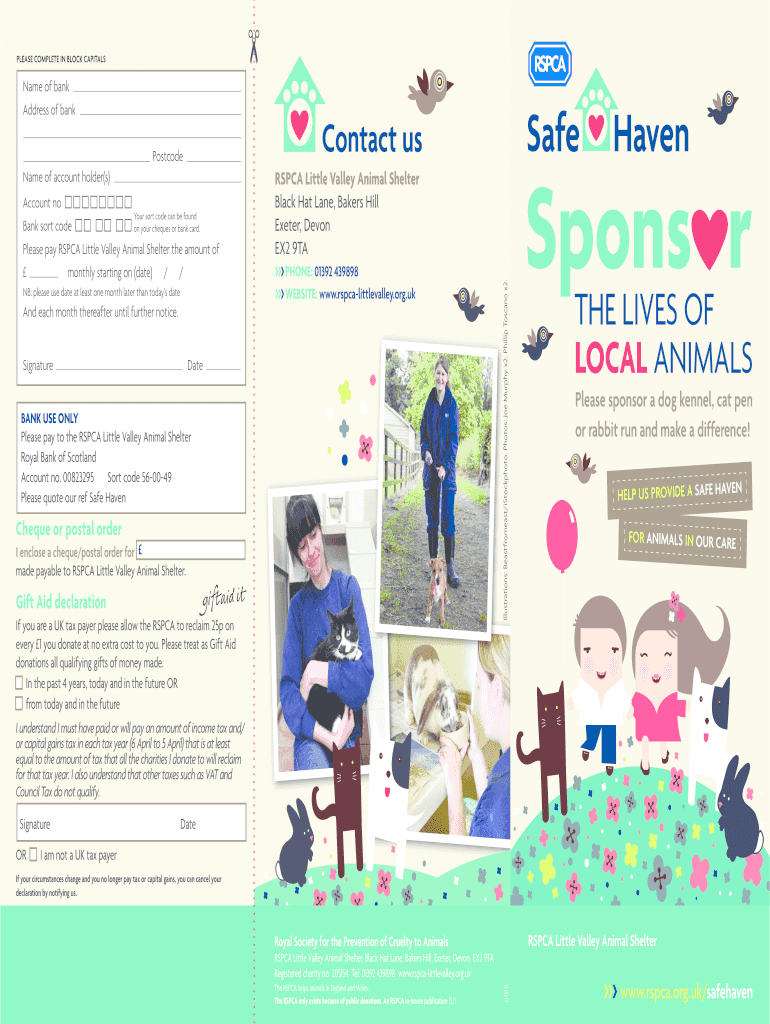 Fillable Online rspca-littlevalley org Safe Haven Application Form ...