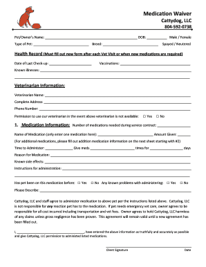 Fillable Online Medication waiver.doc Fax Email Print - pdfFiller