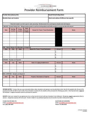 Fillable Online Provider Reimbursement Form - Locum Connections Fax ...