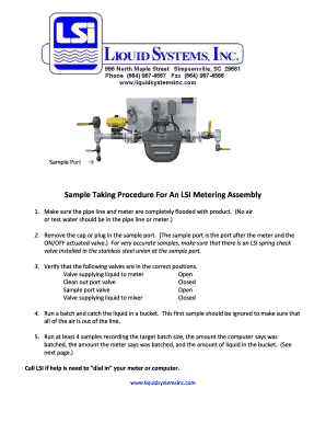 Fillable Online Sample Taking Procedure For An LSI Metering Assembly ...