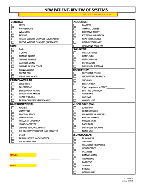 Fillable Online NEW PATIENT- REVIEW OF SYSTEMS Fax Email Print - pdfFiller