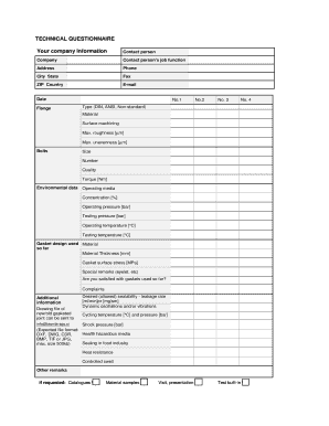 Fillable Online dimer TECHNICAL QUESTIONNAIRE Your company information ...