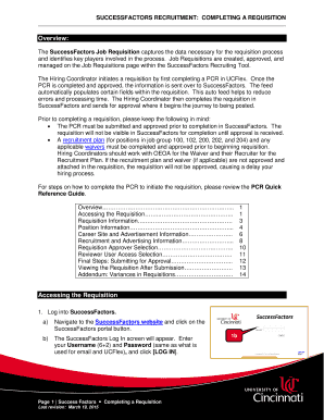 Fillable Online SUCCESSFACTORS RECRUITMENT: COMPLETING A REQUISITION ...