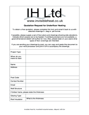 Fillable Online invisibleheat co Quotation Request for Underfloor ...