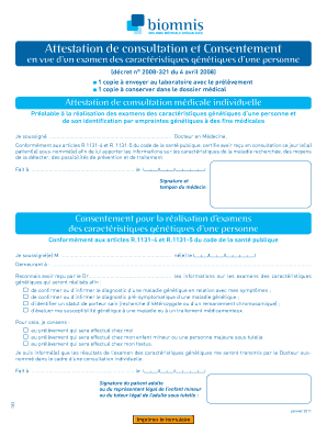 Fillable Online laboratoire biomedica Attestation de consultation et ...
