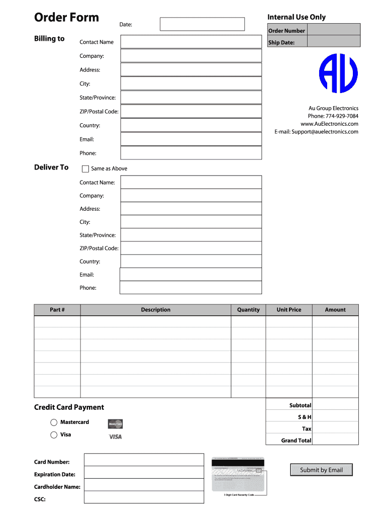 Fillable Online Order Form - Au Group Electronics: Home for Innovation ...