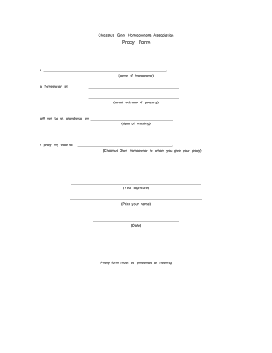 Fillable Online HOA Proxy Form - CHESTNUT GLEN Fax Email Print - pdfFiller