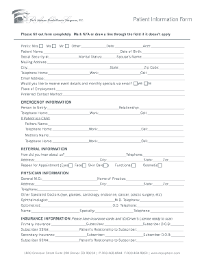 Fillable Online Patient Information Form - drpopham.com Fax Email Print ...