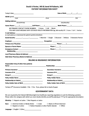 Fillable Online David A Porter MD amp Jared M Roberts MD PATIENT Fax ...