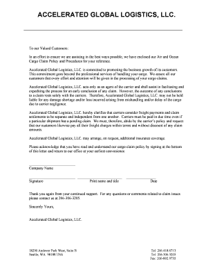 Fillable Online 6. Cargo Claims Letter.docx Fax Email Print - pdfFiller