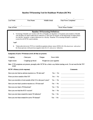 Fillable Online ridgecrestvillage Baseline TB Screening Tool for ...
