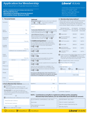 Fillable Online vic liberal org For Joint Membership applications - vic ...
