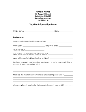 Fillable Online Toddler information form.doc Fax Email Print - pdfFiller