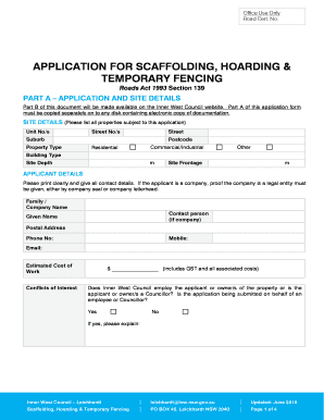 Fillable Online Scaffolding, Hoarding and Temporary Fencing Application ...