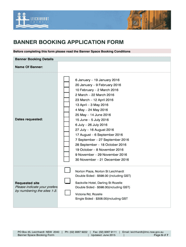 Fillable Online Banner space booking Form. Banner space booking Form ...