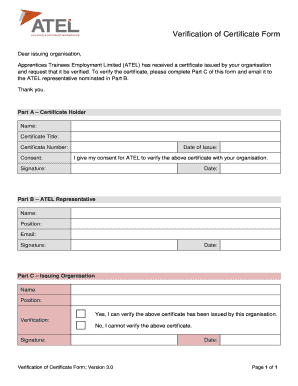 Fillable Online Verification of Certificate Form Fax Email Print ...
