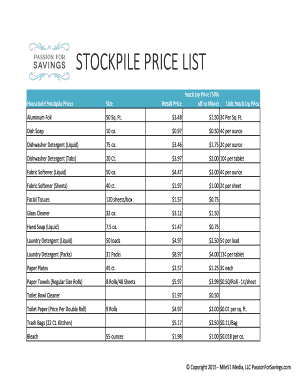 Stockpile Sale Price List - Fill Online, Printable, Fillable, Blank ...