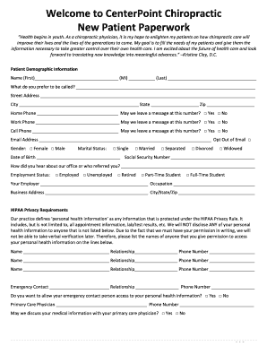 Fillable Online New Patient Paperwork - CenterPoint Chiro Fax Email ...