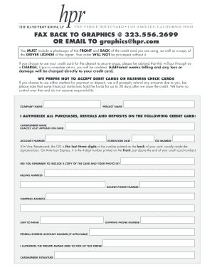Fillable Online hprgraphics credit card authorization REV Fax Email Print - pdfFiller
