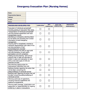 Fillable Online Emergency Evacuation Plan (Nursing Homes) Fax Email ...