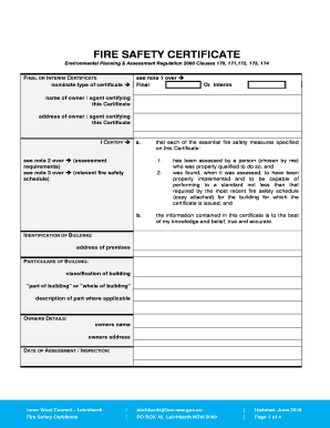 Fillable Online Fire Safety Certificate Application Form. Fire Safety ...