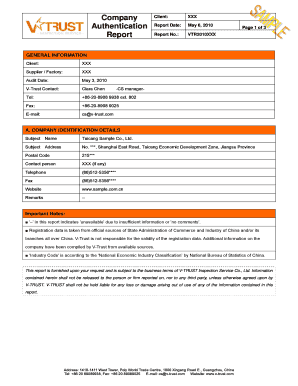 Fillable Online Sample report-Company Authentication.doc Fax Email ...