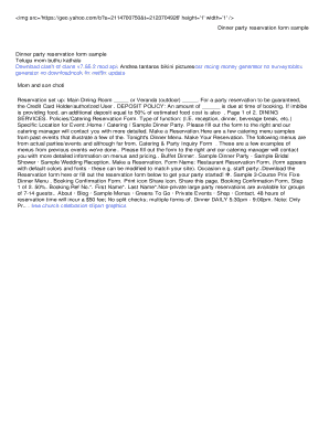 Fillable Online Dinner party reservation form sample Fax Email Print ...