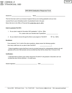 Fillable Online emich 2015-2016 Graduation Response Form Fax Email Print - pdfFiller