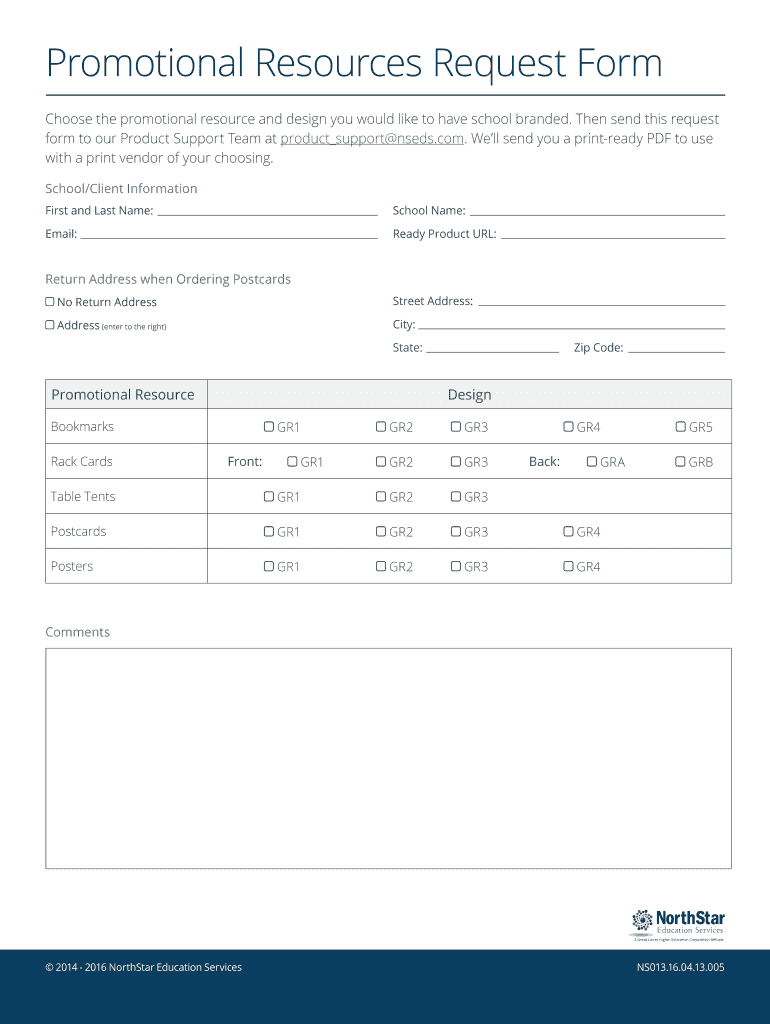 Fillable Online Promotional Resources Request Form Fax Email Print - pdfFiller