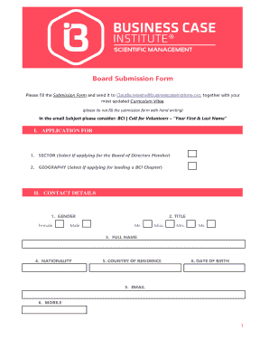 Fillable Online businesscaseinstitute Board Submission Form ...