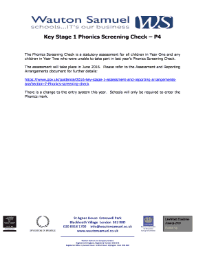 Fillable Online Key Stage 1 Phonics Screening Check P4 - wautonsamuel ...