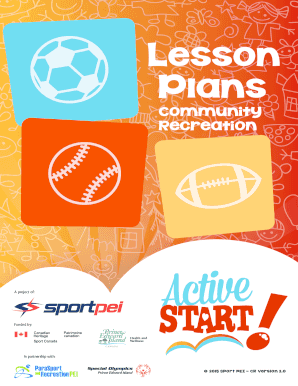 Fillable Online activestartpei Lesson Plans - Active Start ...