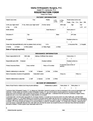 Fillable Online Idaho Orthopaedic Surgery, P.C. Joseph R. Liljenquist ...